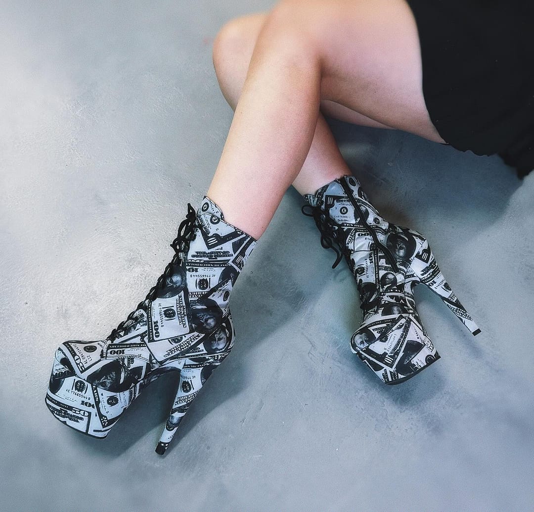 Pleaser Flamingo-1020DP in White/Black – Pleaser Shoes