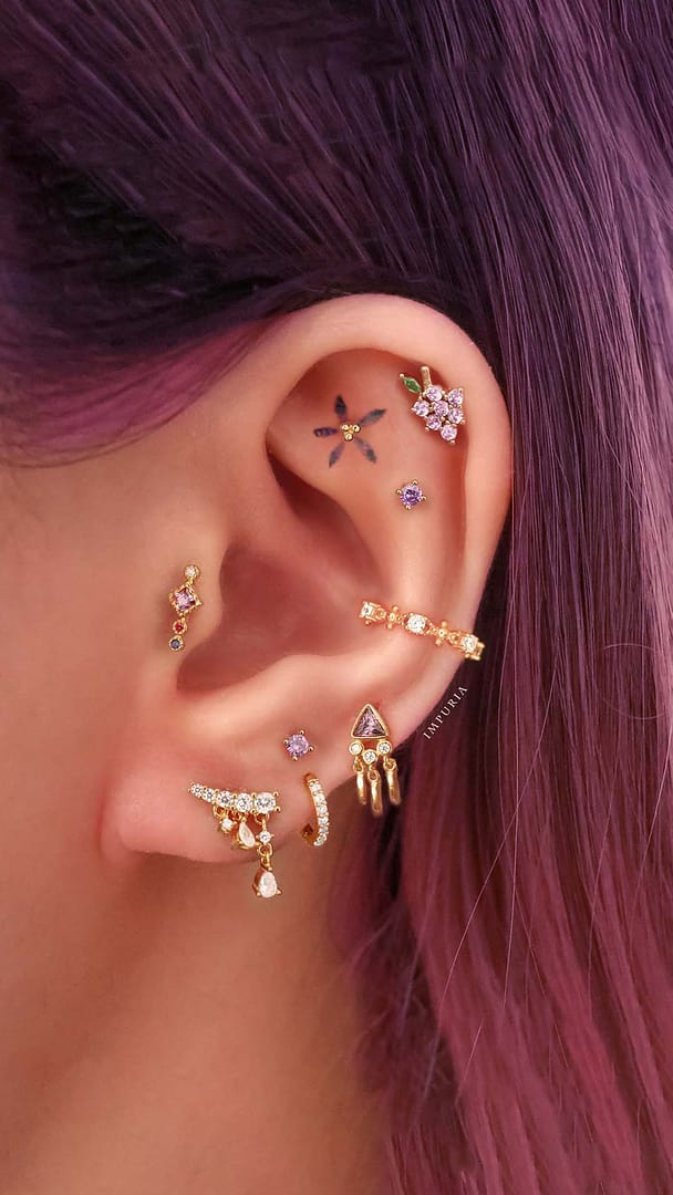 Amethyst Cartilage Earring Helix Tragus Conch Ear Piercing Earring